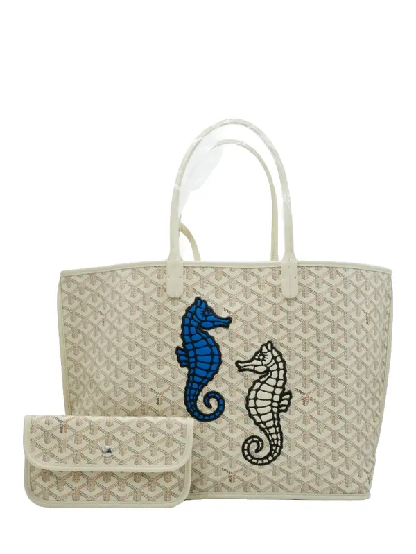 Goyard Anjou Pm Tote With Seahorse Embroidery - Sand