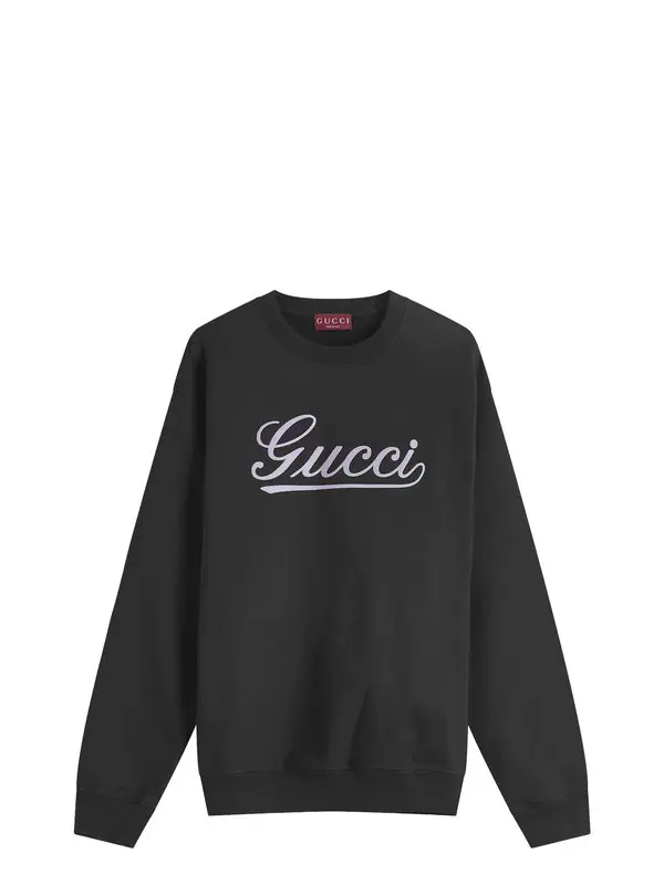 Gucci Script Logo Crew Neck Sweatshirt - Black