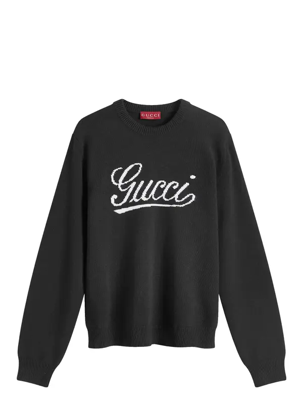 Gucci Script Logo Crew Neck Jumper - Black