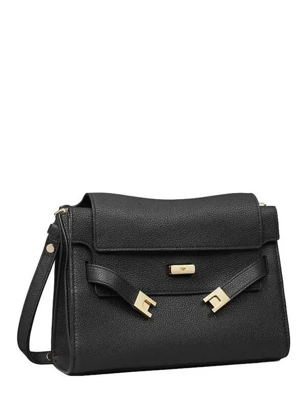 Tory Burch Lee Radziwill Pebbled Shoulder Bag - Black