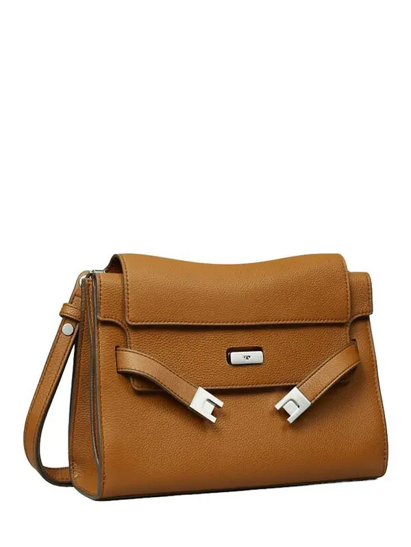 Tory Burch Lee Radziwill Pebbled Shoulder Bag - Bourbon