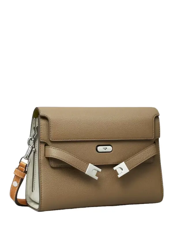 Tory Burch Lee Radziwill Pebbled Shoulder Bag - Wild Mushroom