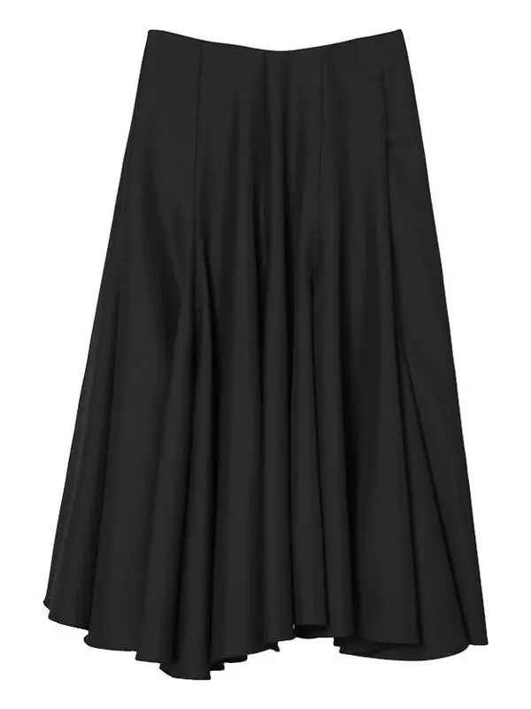 Tory Burch Wool-blend Fit-and-flare Skirt - Black