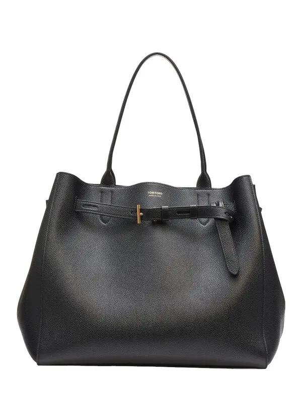 TOM FORD Large Audrey Grained Leather Tote - Naa Black