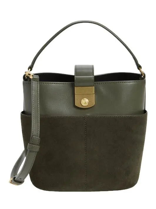 Veronica Beard Leather Bucket Bag - Pine