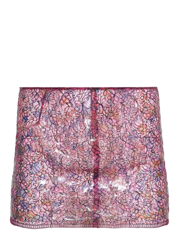 Christopher Esber Hand-painted Lace Mini Skirt - Pink