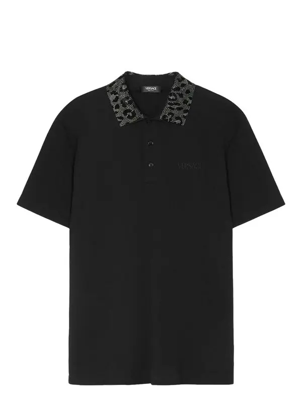 Versace Crystal-embellished Polo Shirt - Black