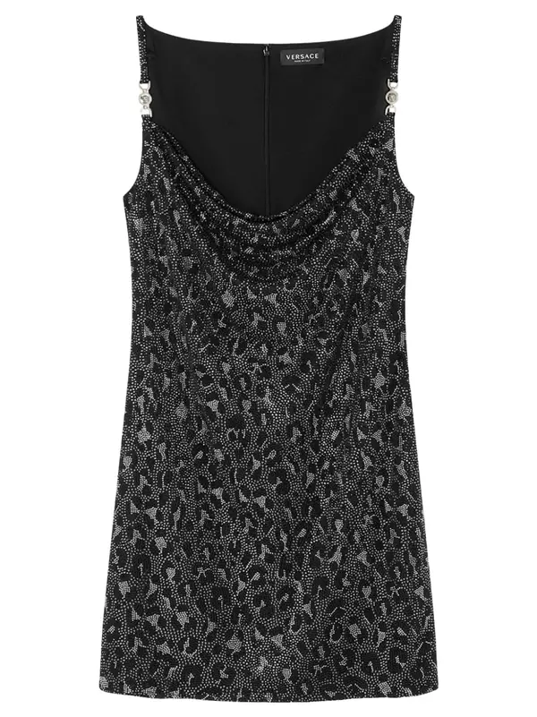 Versace Leopard-print Mini Dress - Black