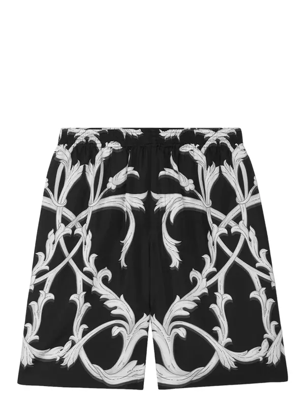 Versace Acanthus Leaves Silk Shorts - Black