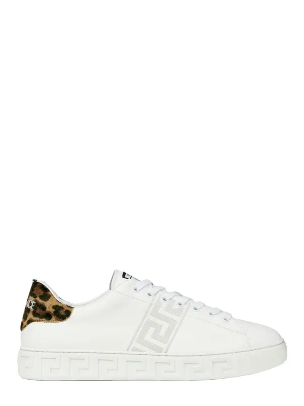 Versace Greca Pony-effect Sneakers - White