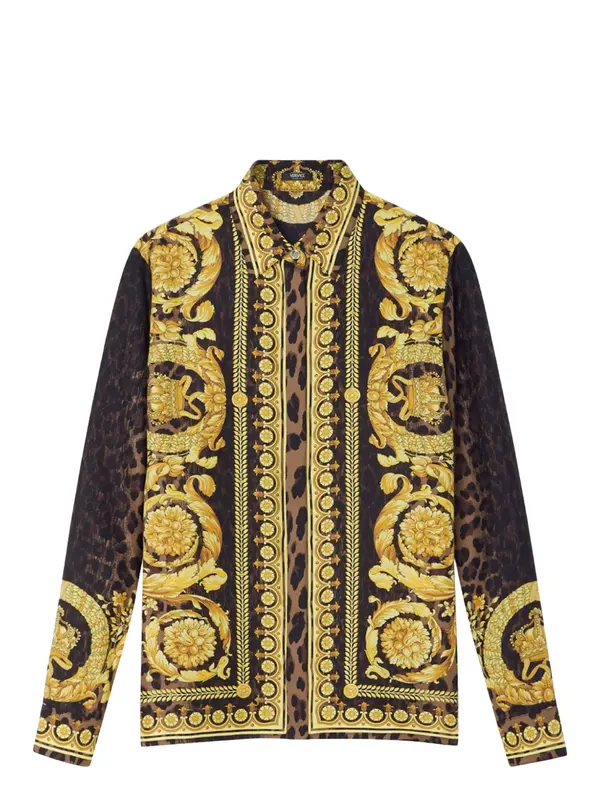 Versace Wild Barocco Silk Shirt - Black