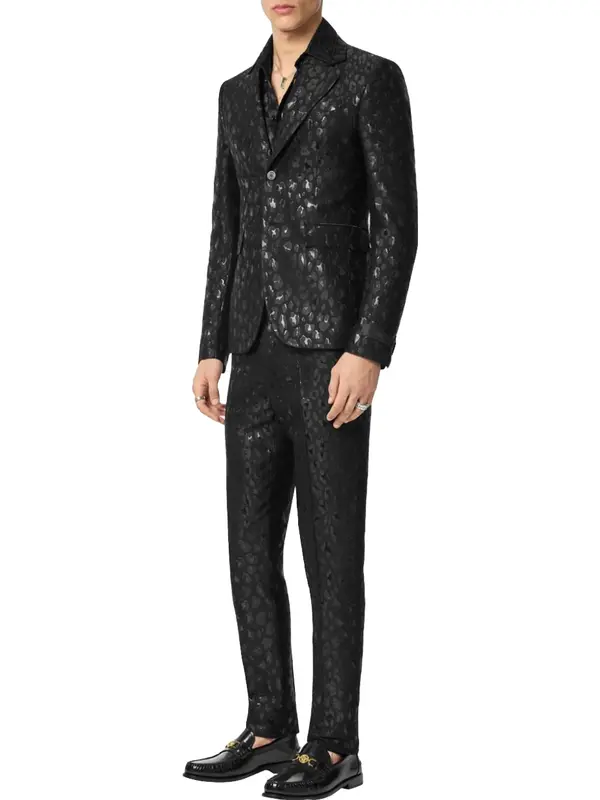 Versace Leopard-print Trousers - Black
