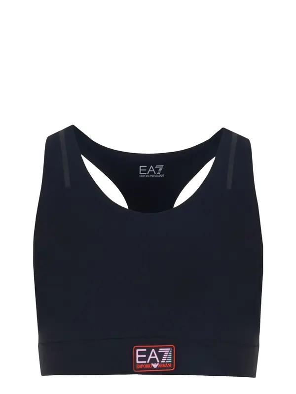 Emporio Armani Logo-appliqué Sports Bra - Black