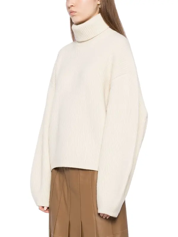 TOTEME Ribbed Turtleneck Top - Neutrals