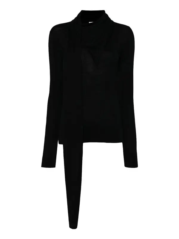 TOTEME Draped-scarf Fine Knit Top - Black