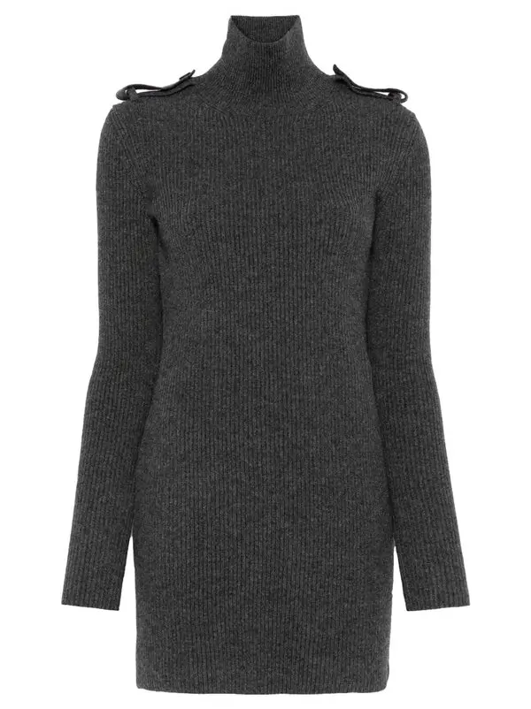 Alexander McQueen Ribbed Knit Mini Dress - Grey