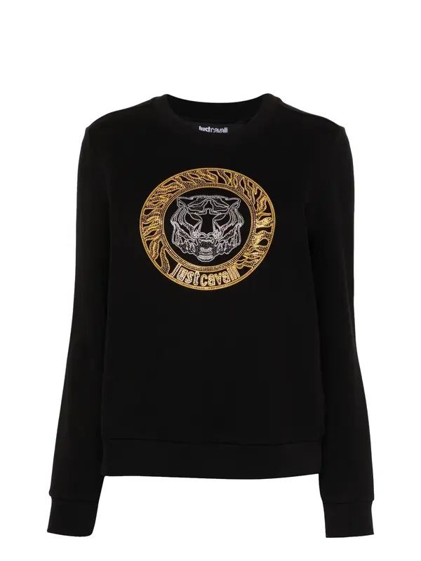 Just Cavalli Tiger Head Cotton Sweatshirt - Black