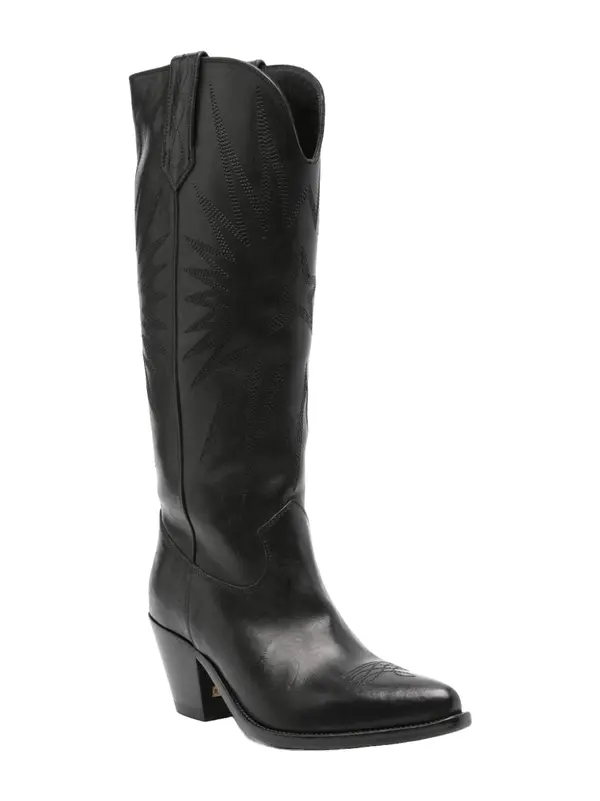 GOLDEN GOOSE 65mm Leather Cowboy Boots - Black