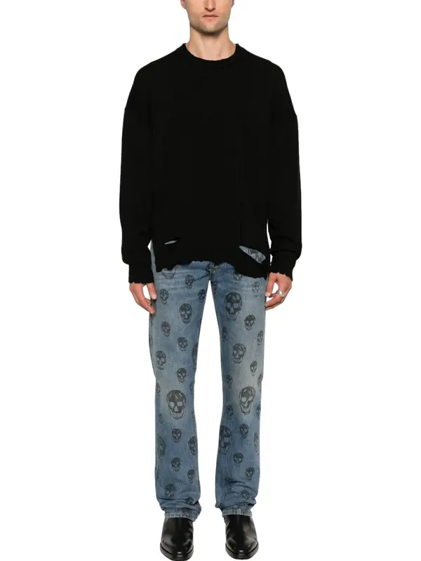 Alexander McQueen Skull-print Jeans - Blue