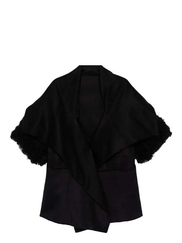 Alberta Ferretti Shearling Trimmed Cape - Black