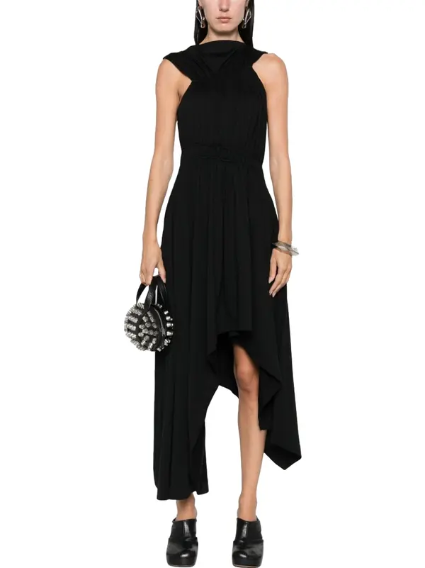 Alexander McQueen Asymmetric Gathered Dress - Black