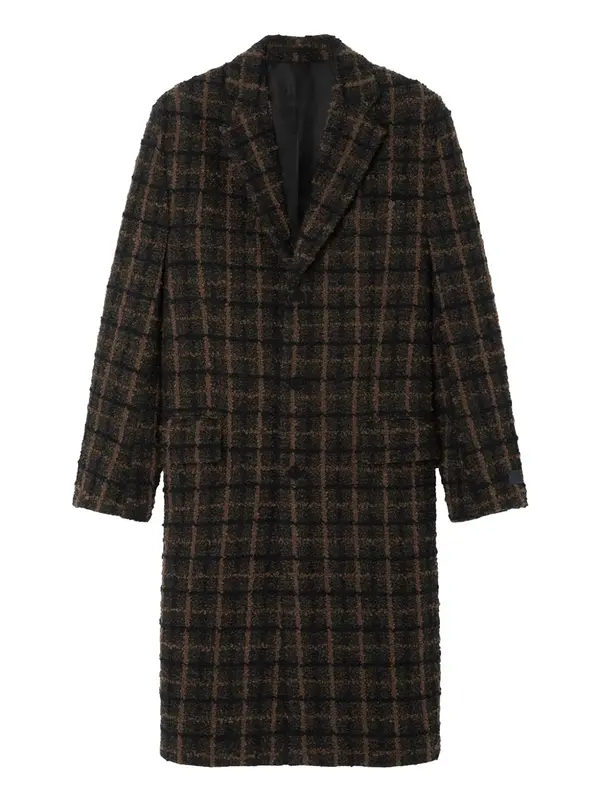 Versace Tweed Single-breasted Coat - Brown