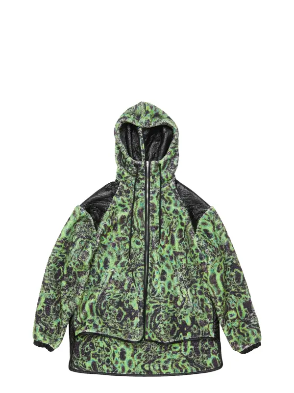Acne Studios Printed Fleece Hooded Jacket - Green