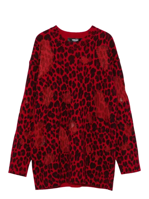 Versace Leopard-print Sweater - Red