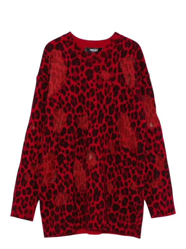 Versace Leopard-print Sweater - Red