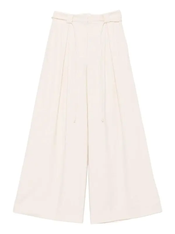 THE GARMENT Herringbone Pleated Wide Leg Trousers - Neutrals