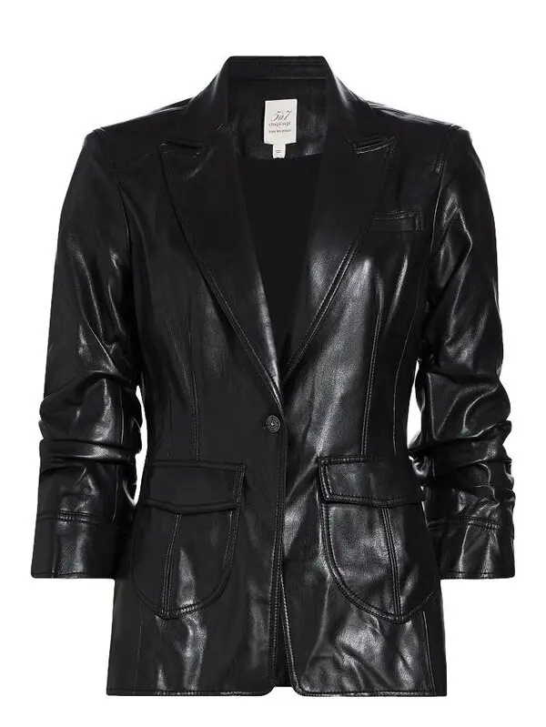 Cinq À Sept Louisa Faux Leather Scrunched Jacket - Black