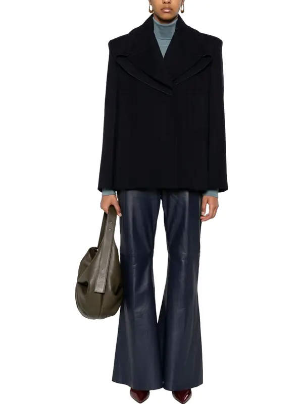 Victoria Beckham Pointed-shoulder Pea Coat - Blue