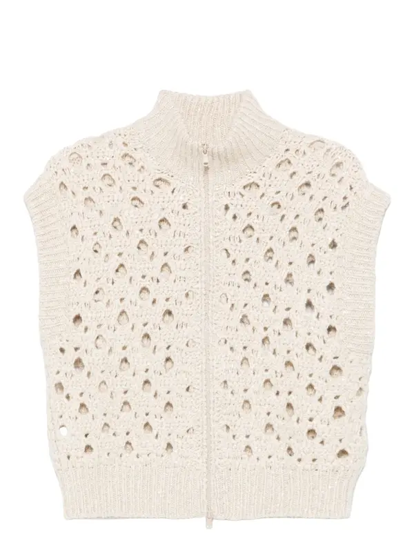 Brunello Cucinelli Sequinned Cardigan - Neutrals