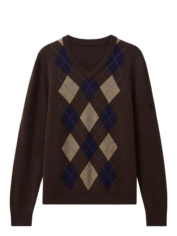 Pringle Of Scotland Argyle V-neck Sweater - Brown