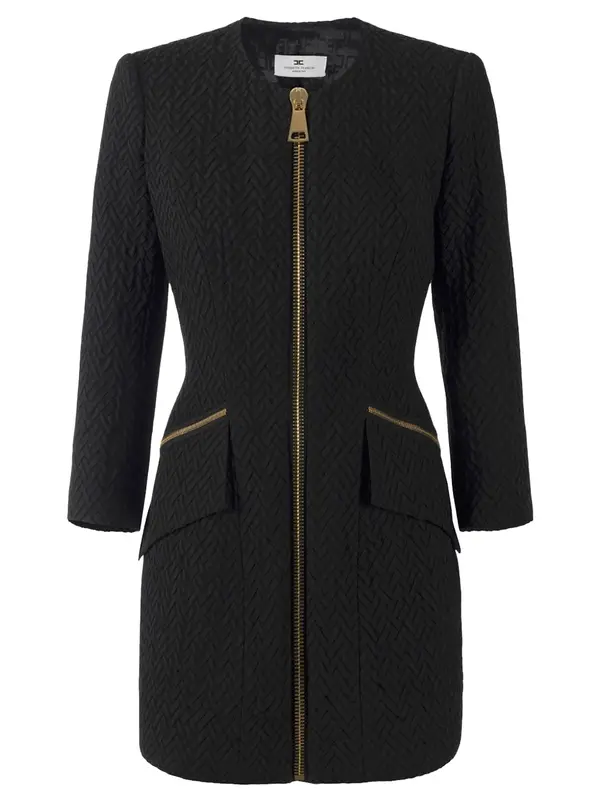 Elisabetta Franchi Herringbone Tweed Mini Dress - Black