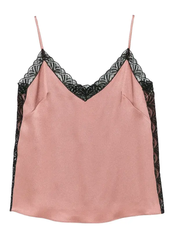 Alberta Ferretti Lace-detail Satin Top - Pink