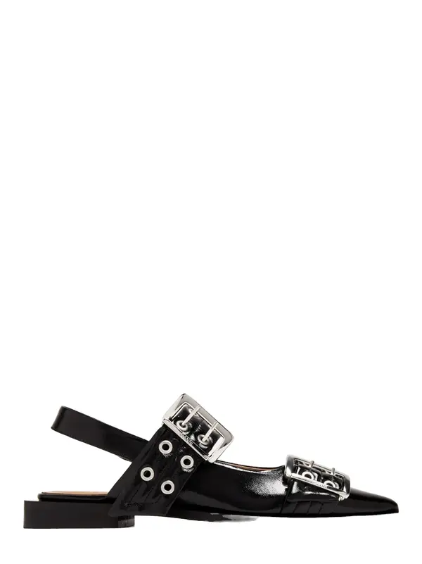 GANNI Buckle Ballet Pumps - Black