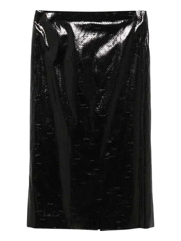 Alexander McQueen Tarpaulin Pencil Midi Skirt - Black