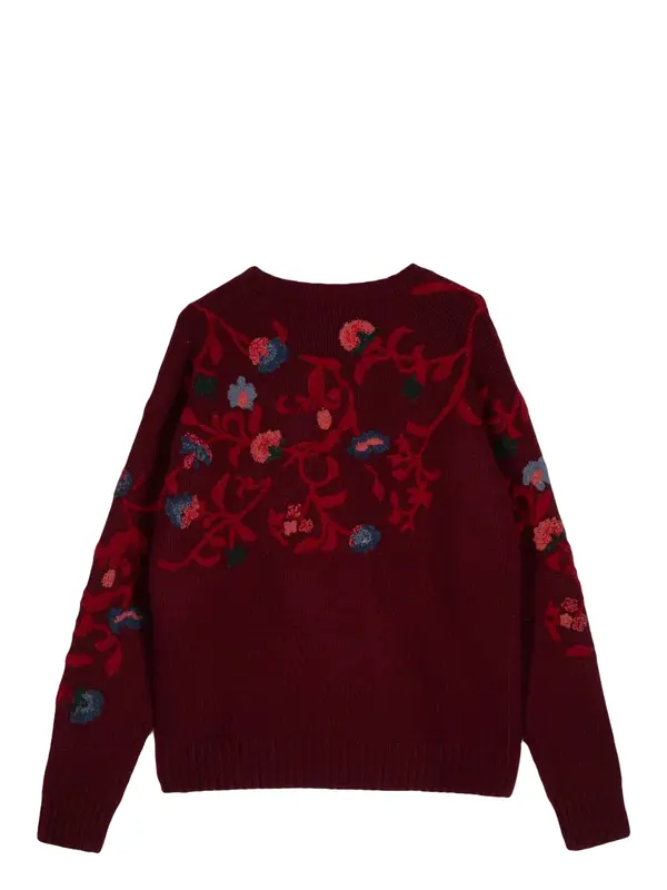 LEATHERSMITH OF LONDON Floral Intarsia-knit Jumper - Red