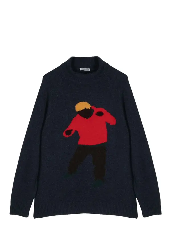 LEATHERSMITH OF LONDON Intarsia-knit Wool Jumper - Blue