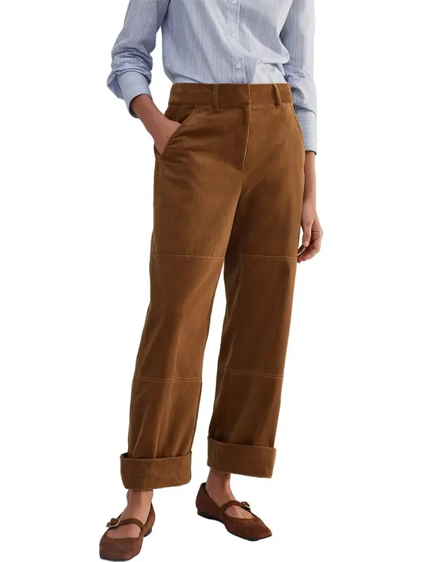 ME+EM Corduroy Barrel-leg Trousers - Caramel
