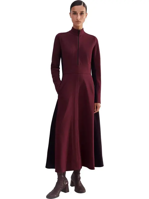 ME+EM Travel Tailoring Color Block Maxi Dress - Merlot