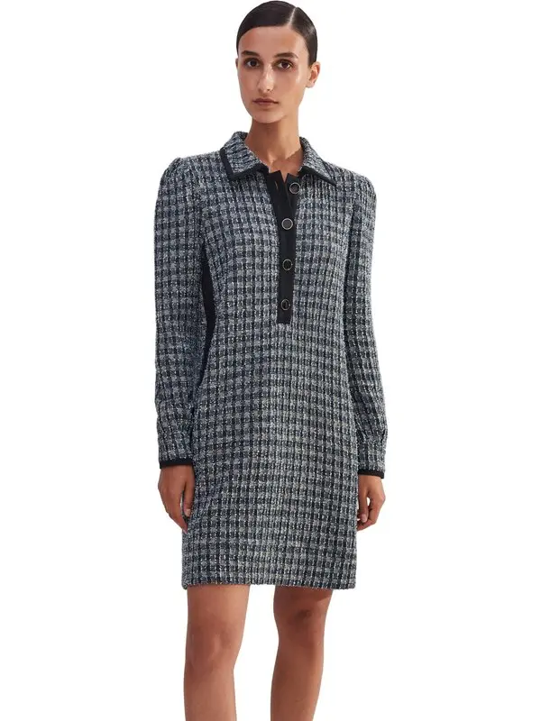 ME+EM Tweed Shift Dress - Navy Multi