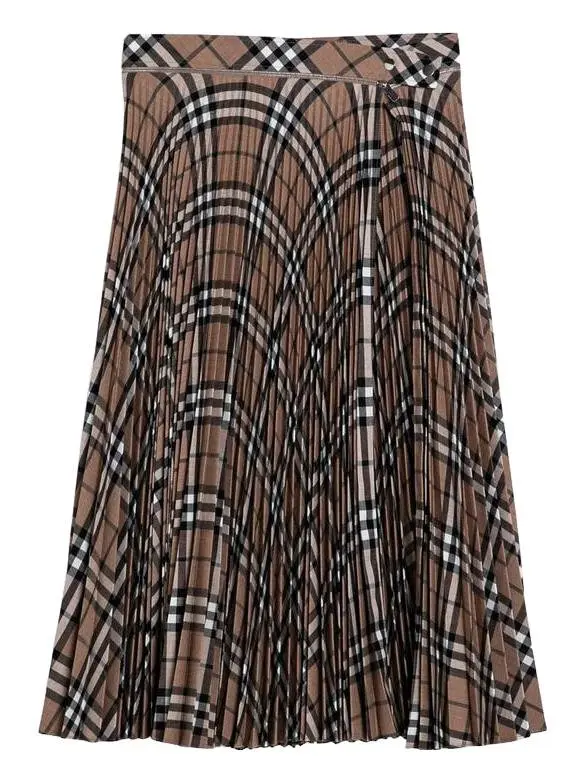 Burberry Check Pattern Pleated Skirt - Beige