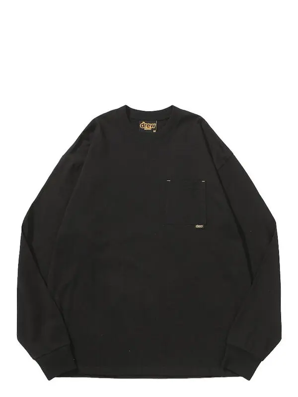 Drew House Basic Long Sleeve Pocket Tee Shirt - Black
