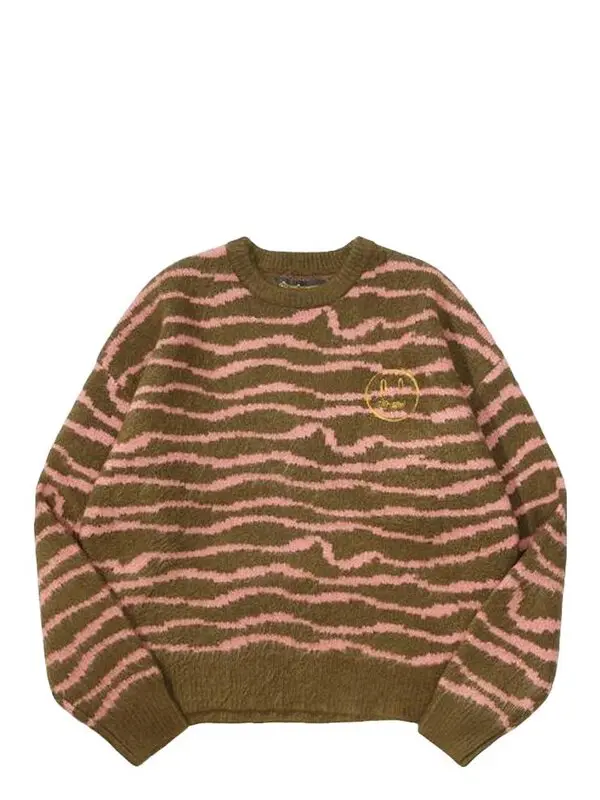 Drew House Sketch Mascot Squiggle Sweater - Olive/mauve