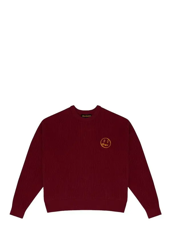 Drew House Sketch Mascot Waffle Sweater - Burgundy