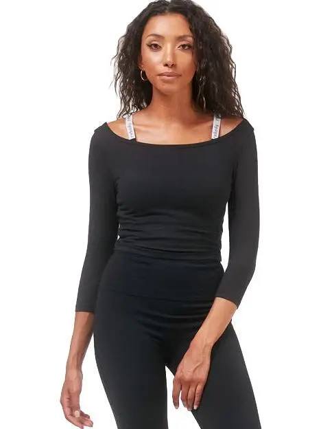 REBODY Open Shoulder Top - Cozy Black