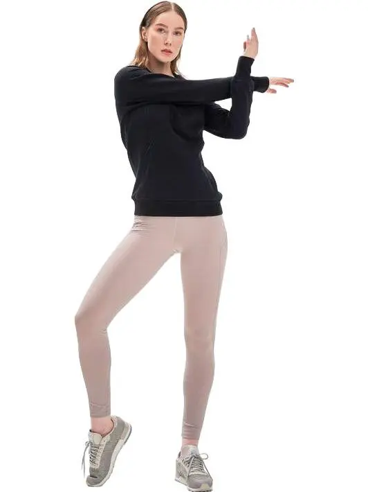 REBODY City Zip Slim Crewneck Sweatshirt - Black