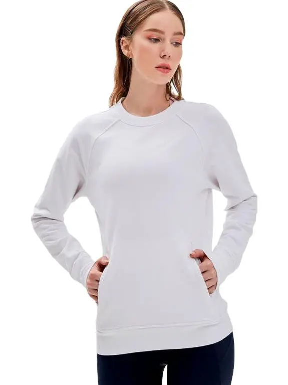 REBODY City Zip Slim Crewneck Sweatshirt - Brilliant White